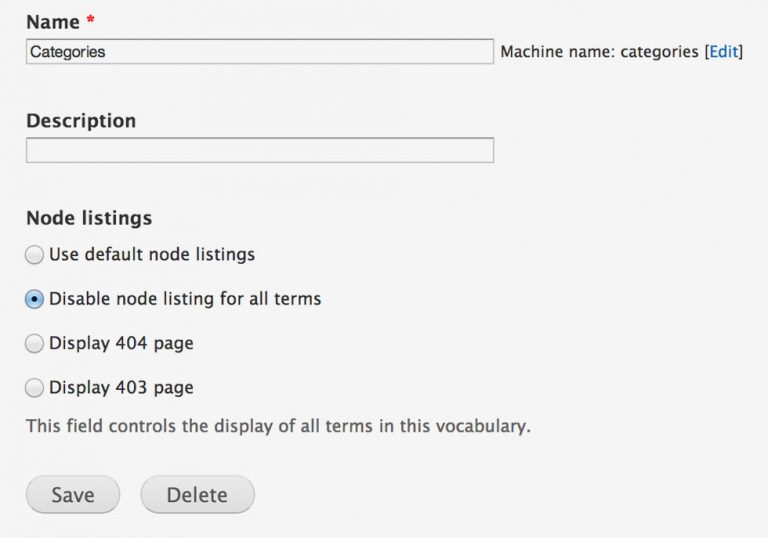 Suprimir la visualización de nodos de las páginas de Taxonomía de Drupal 7 | Neoguias